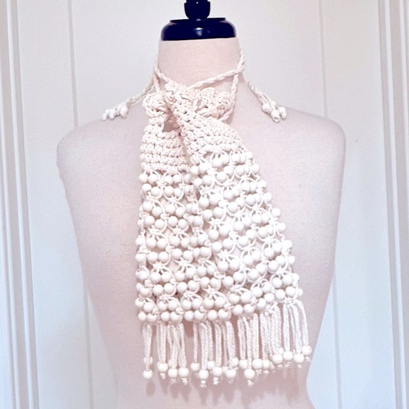 Vintage | Bags | Vintage Ivory Macrame And Beaded Drawstring Purse | Poshmark